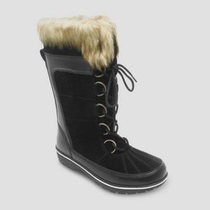 Merona | Shoes | New Merona Leather Hollyn Boots Faux Fur Black | Poshmark